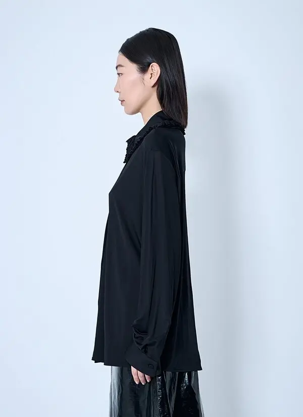 JIL SANDER Viscose Ruffle Collar Button-down Shirt