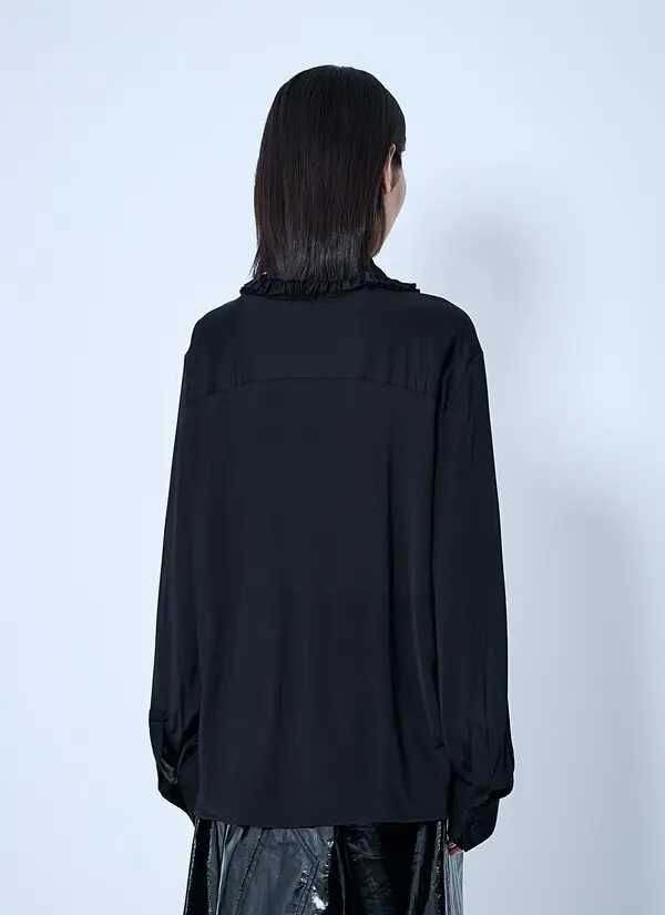 JIL SANDER Viscose Ruffle Collar Button-down Shirt