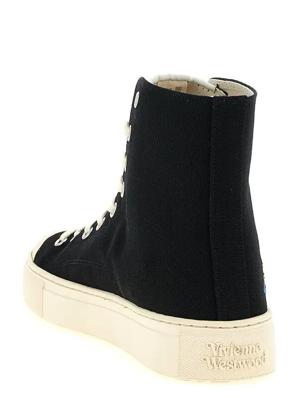 VIVIENNE WESTWOOD High-top Canvas Sneakers With Embroidered Orb Logo - Multicolor