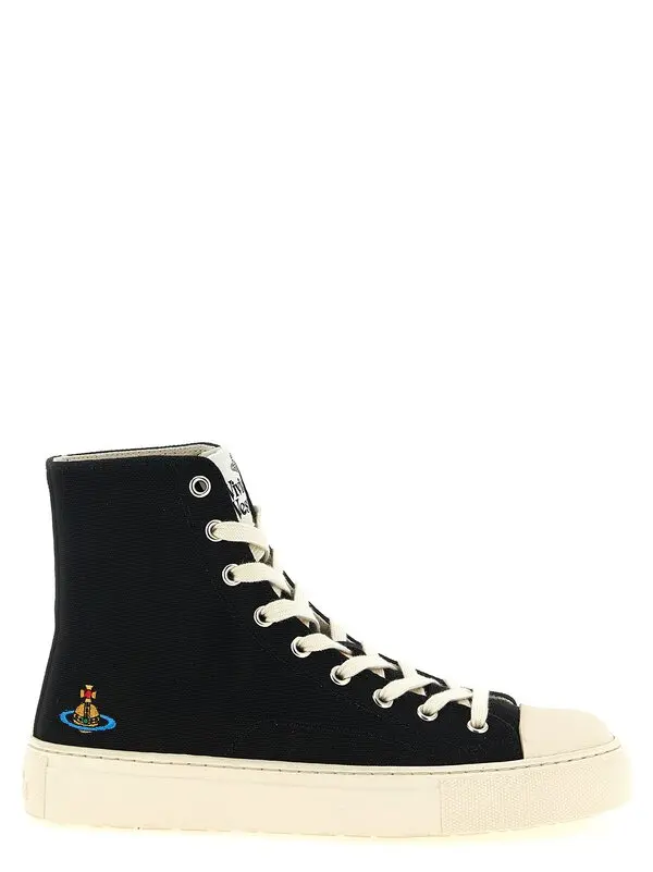 VIVIENNE WESTWOOD High-top Canvas Sneakers With Embroidered Orb Logo - Multicolor
