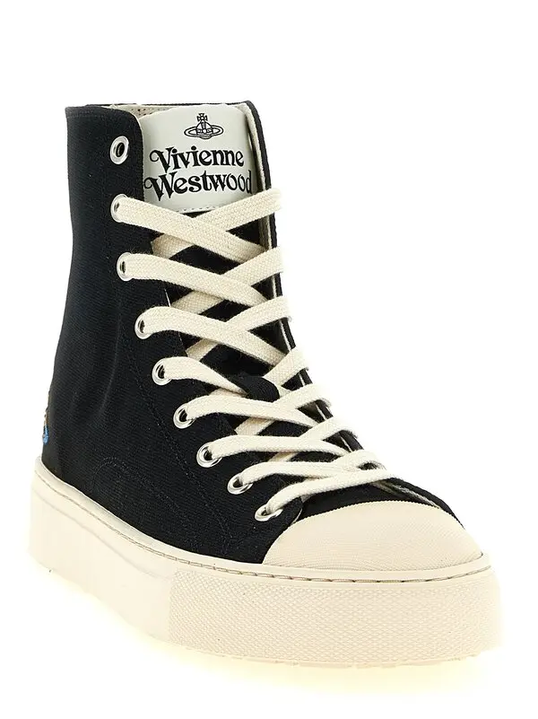 VIVIENNE WESTWOOD High-top Canvas Sneakers With Embroidered Orb Logo