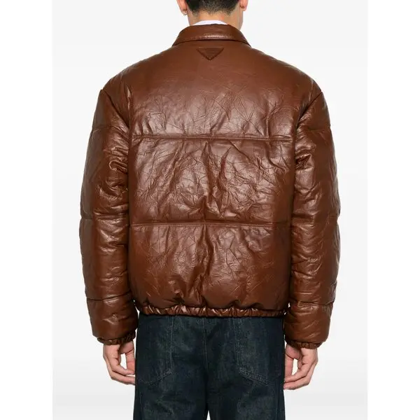 Prada Leather Jacket With Braided Trim