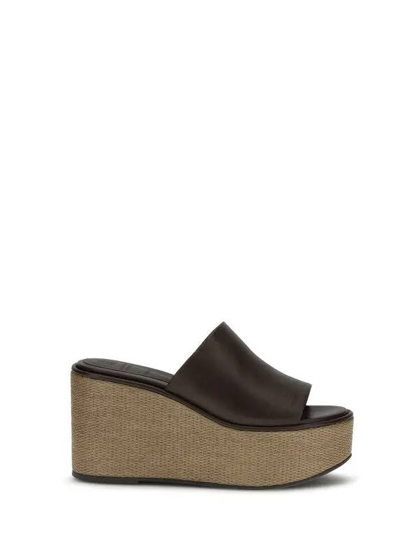 Brunello Cucinelli Leather Wedge Sandals