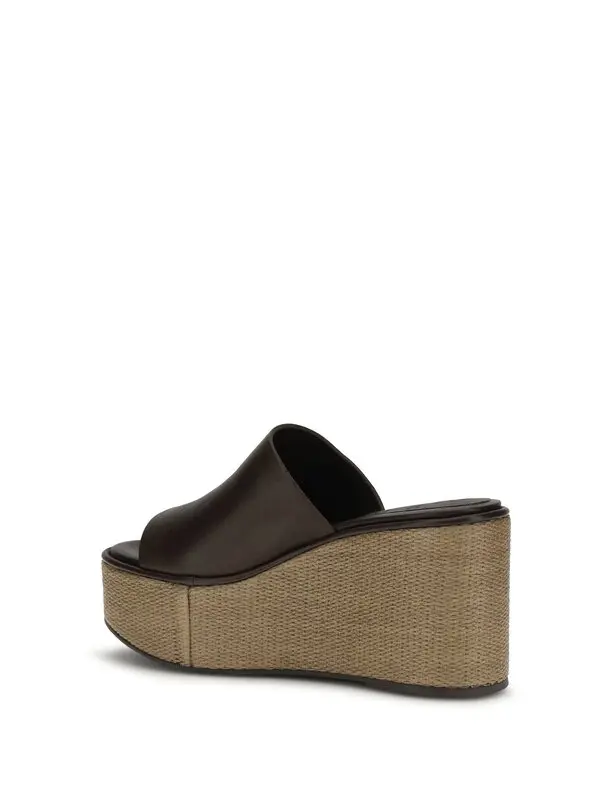 Brunello Cucinelli Leather Wedge Sandals