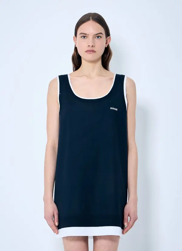 Miu Miu Knit And Poplin Mini Dress