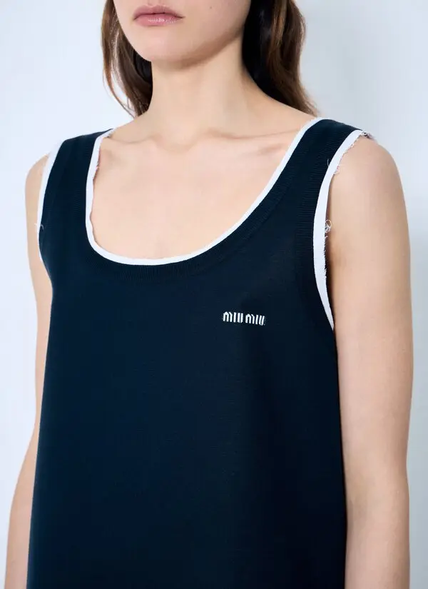 Miu Miu Knit And Poplin Mini Dress
