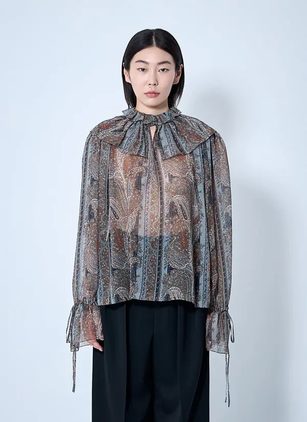 Saint Laurent Paisley Silk Georgette Blouse