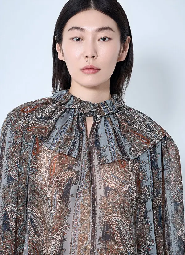 Saint Laurent Paisley Silk Georgette Blouse