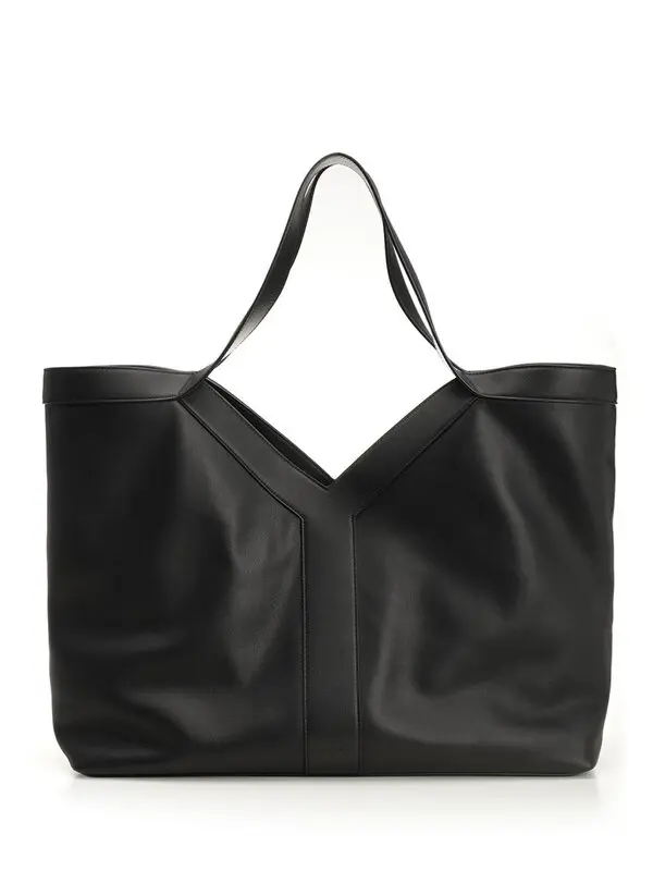 Saint Laurent Large Y Tote Bag In Grained Leather - Black