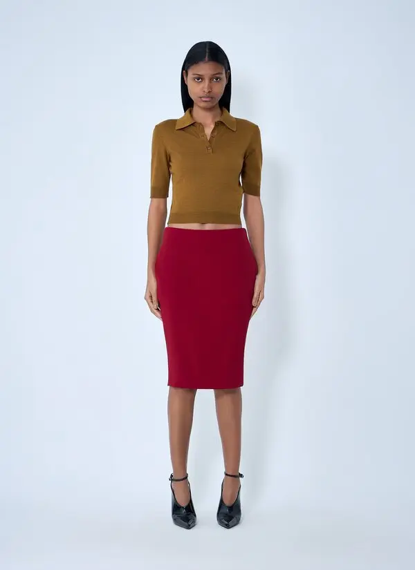 Saint Laurent High-waisted Pencil Skirt In Smooth Weave - Multicolor
