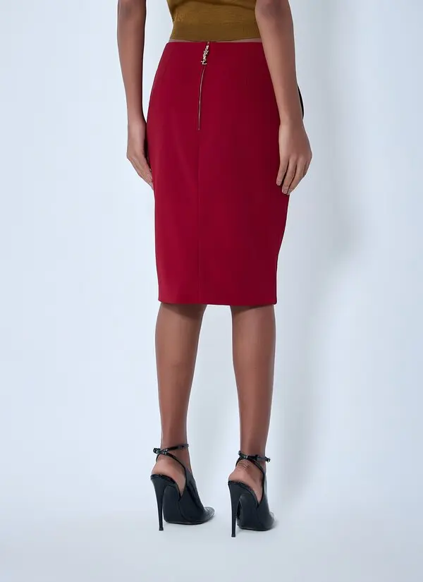Saint Laurent High-waisted Pencil Skirt In Smooth Weave - Multicolor