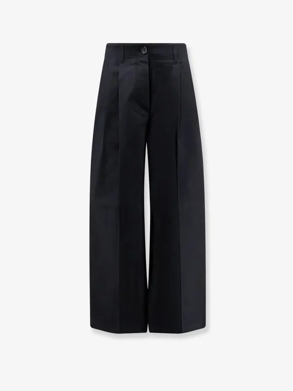 TOTEME Relaxed Cotton Wide-leg Trousers - Black