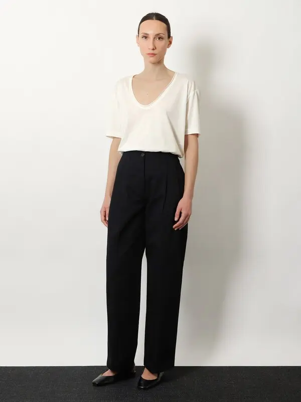 TOTEME Relaxed Cotton Wide-leg Trousers - Black