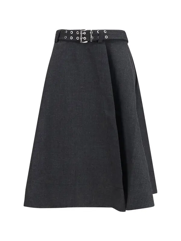 GANNI Wool Wrap Skirt With Belted Detail