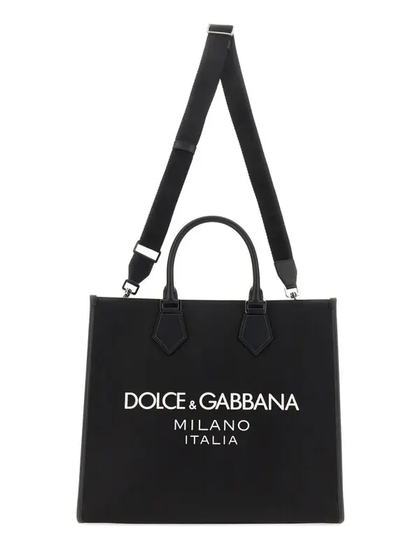 Dolce & Gabbana Large Shopping Bag With Logo - Black