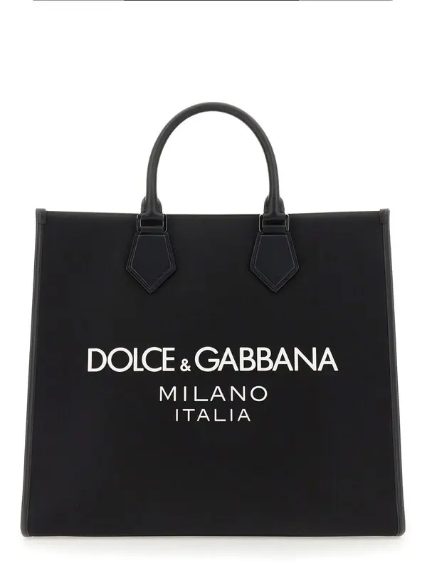 Dolce & Gabbana Large Shopping Bag With Logo - Black