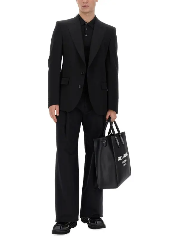 Dolce & Gabbana Large Shopping Bag With Logo - Black