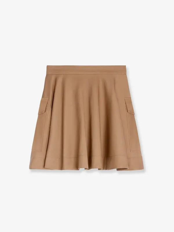 Celine High-waisted Cotton Mini Skirt With Triomphe Button Closure
