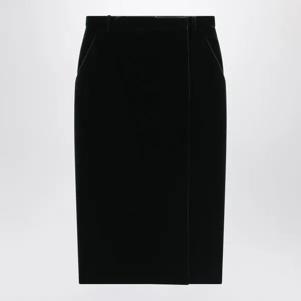Saint Laurent Velvet Wrap Midi Skirt