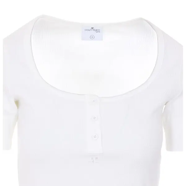 COURREGES Buttoned Short-sleeve Top - White