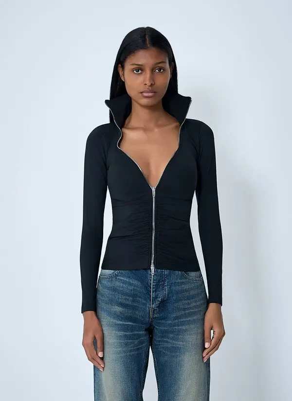 Balenciaga Bra Cup Zip-up Jacket With Ruched Front