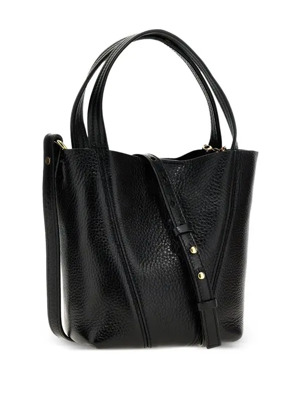 Chloé Small Spin Tote Bag In Grained Leather - Black