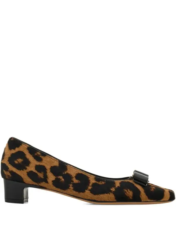 FERRAGAMO Horsehair Printed Pirri Pony Décollet - Black