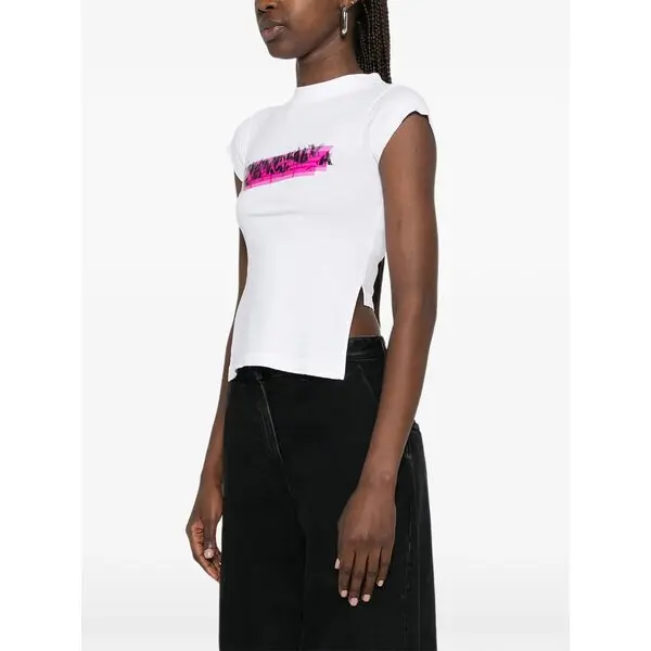Balenciaga Logo Print Mock Neck Cotton T-shirt