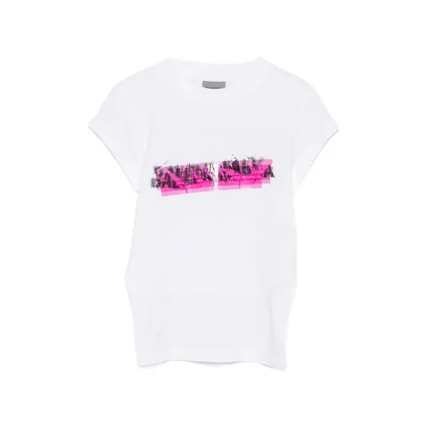 Balenciaga Logo Print Mock Neck Cotton T-shirt - White