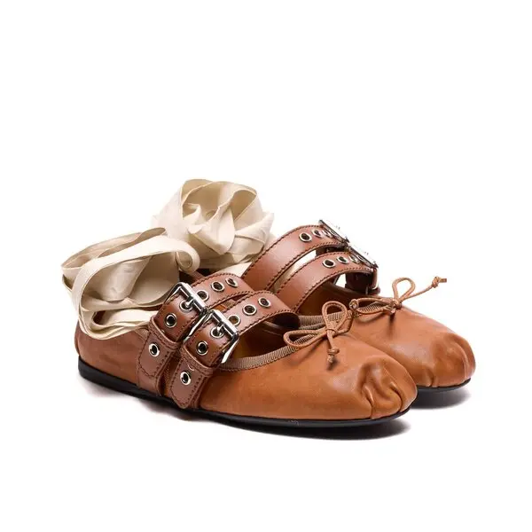 Miu Miu Nappa And Calf Leather Ballet Flats - Multicolor