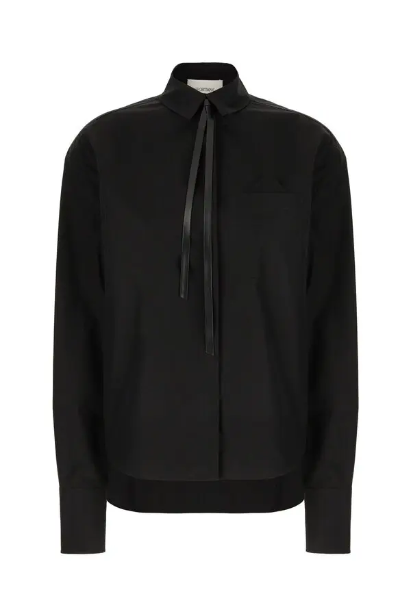 Sportmax Black Button-up Shirt With Tie Detail - Multicolor