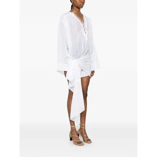 Andamane Cotton Day Dress With Knotted Draping