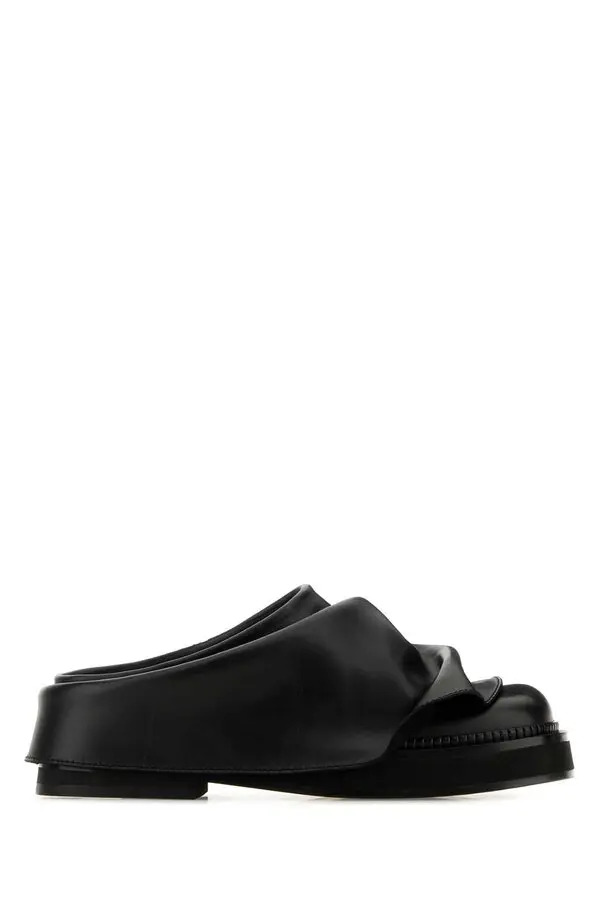Attico Leather Mini Robin Slippers - Black