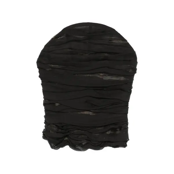 Balenciaga Ruched Sheer Panel Halterneck Top - Black