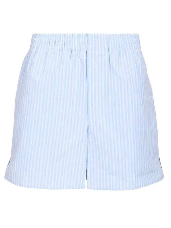 AMI Paris Striped Cotton Shorts - Blue