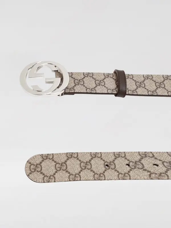 Gucci Monogrammed Belt With Interlocking G Buckle - Cream