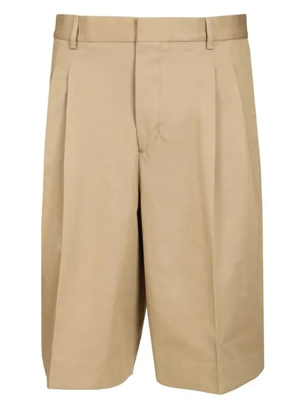 AMI Paris Wide-leg Bermuda Shorts With Double Pleats - Cream