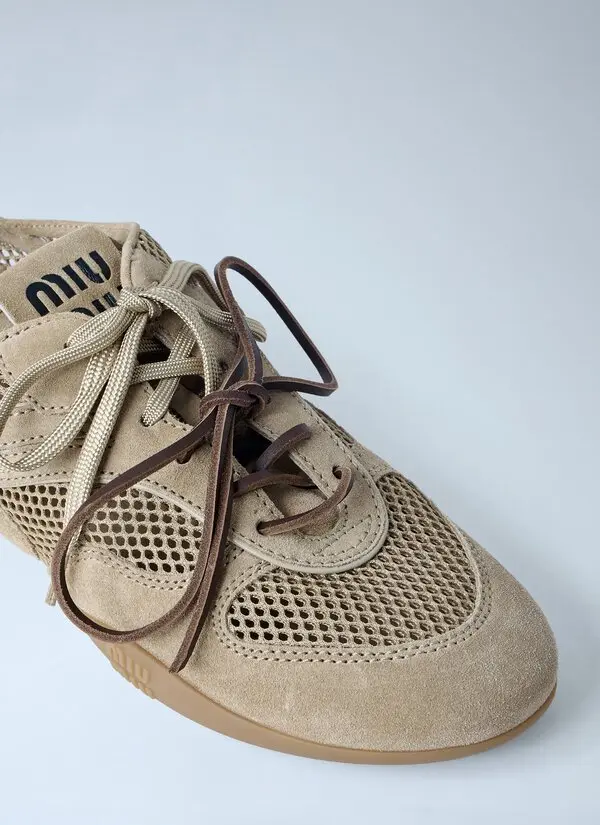 Miu Miu Rope And Suede Lace-up Sneakers - Cream