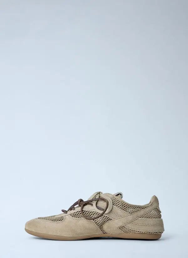 Miu Miu Rope And Suede Lace-up Sneakers - Cream
