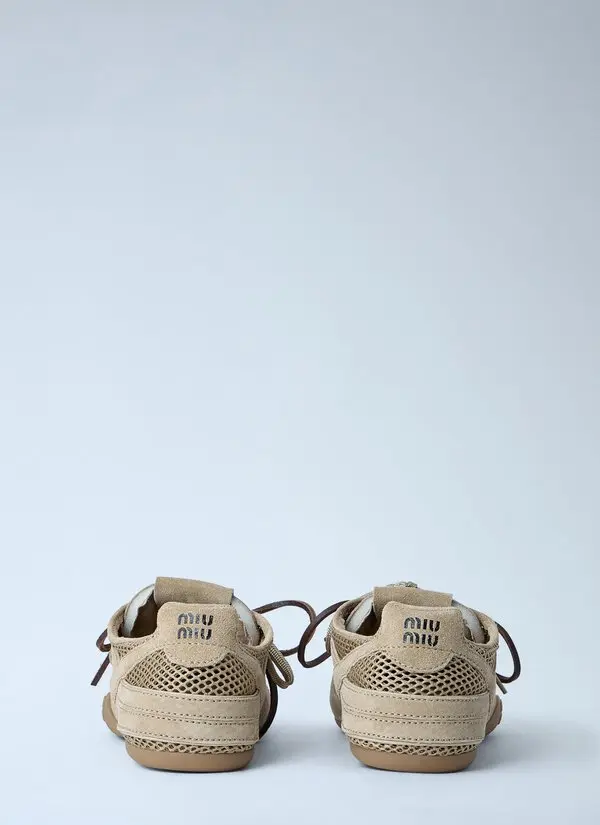 Miu Miu Rope And Suede Lace-up Sneakers - Cream