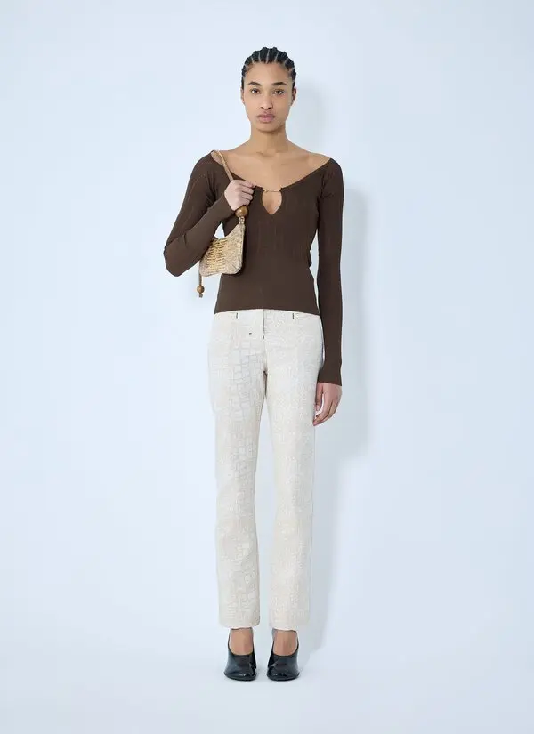 Jacquemus Le Haut Pralu Knit Top With Plunge Neck