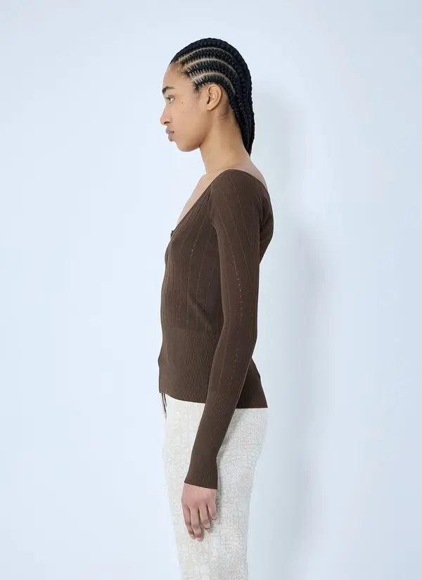 Jacquemus Le Haut Pralu Knit Top With Plunge Neck