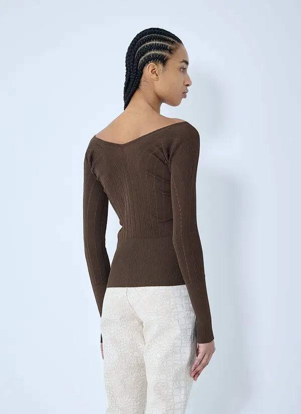Jacquemus Le Haut Pralu Knit Top With Plunge Neck