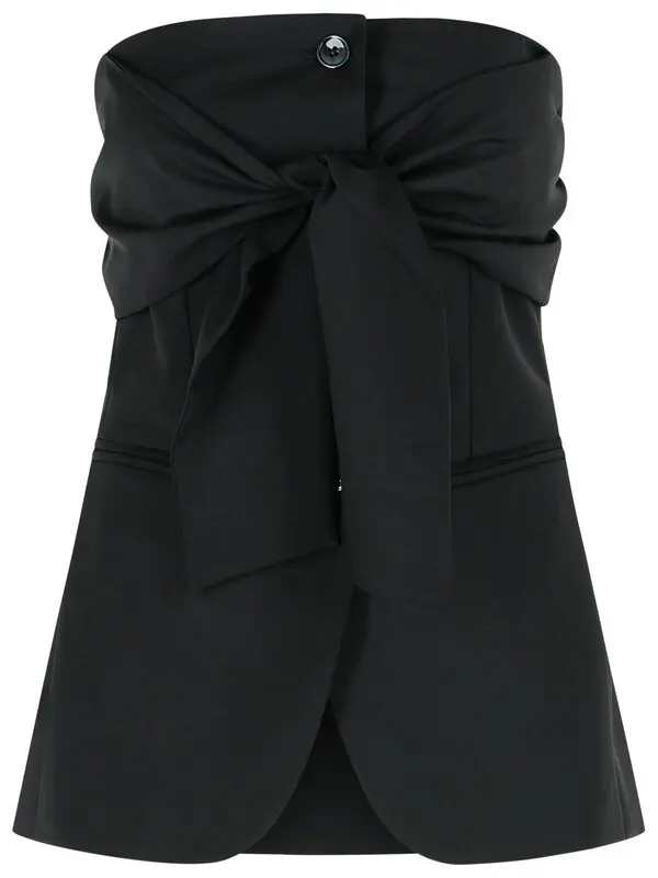Max Mara Virgin Wool Bustier Top - Black