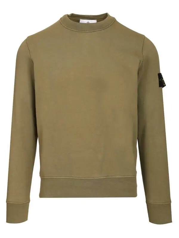 Stone Island Organic Cotton Crewneck Sweatshirt With Logo Patch