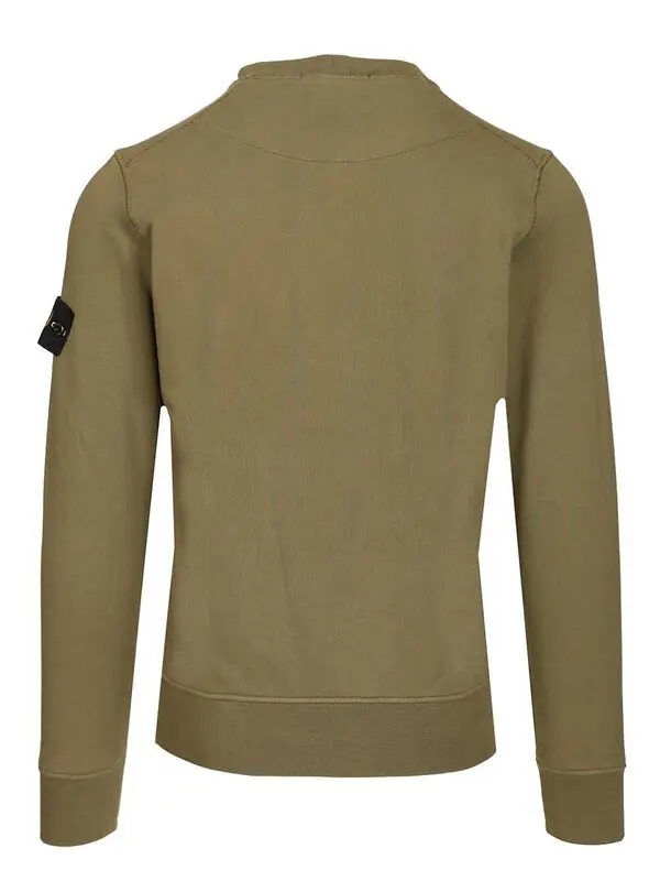 Stone Island Organic Cotton Crewneck Sweatshirt With Logo Patch