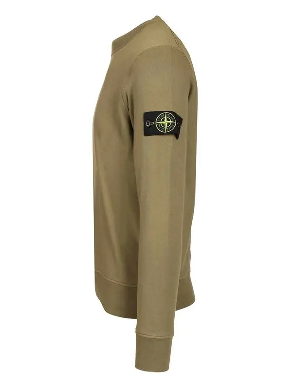 Stone Island Organic Cotton Crewneck Sweatshirt With Logo Patch