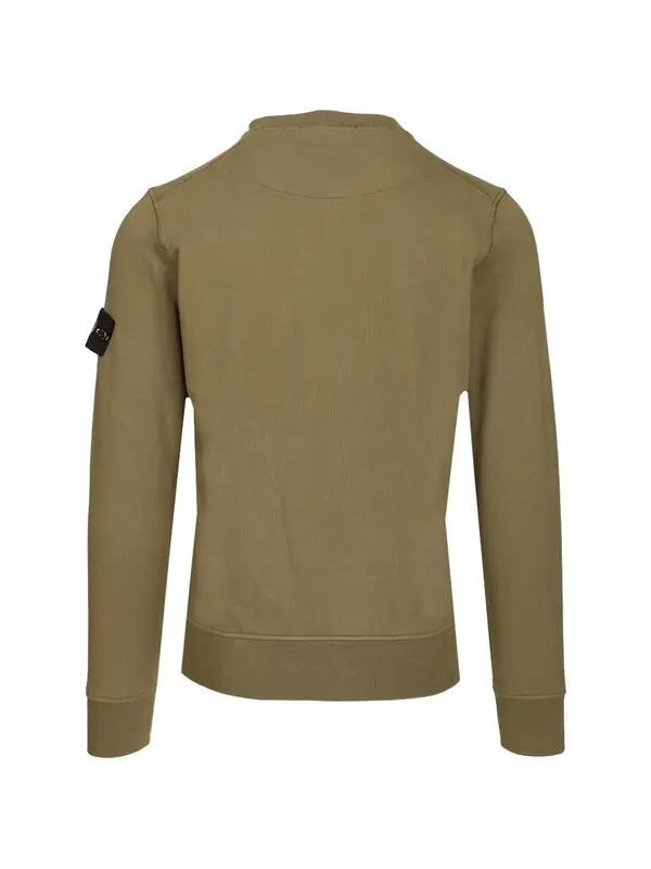 Stone Island Organic Cotton Crewneck Sweatshirt With Logo Patch