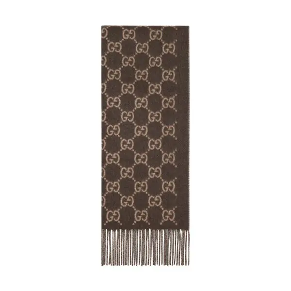 Gucci Gg Cashmere Scarf - Brown