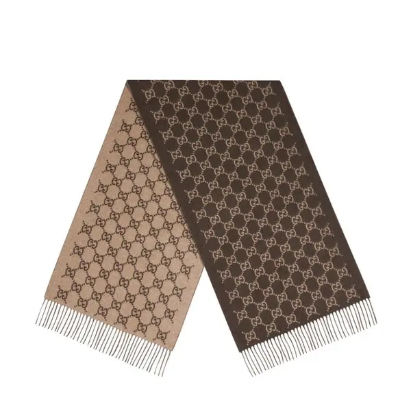 Gucci Gg Cashmere Scarf - Brown